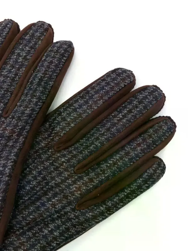 Canali Houndstooth Suede Gloves