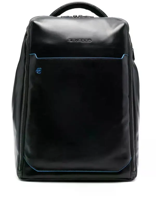 PIQUADRO Personalizable Leather Backpack - Black