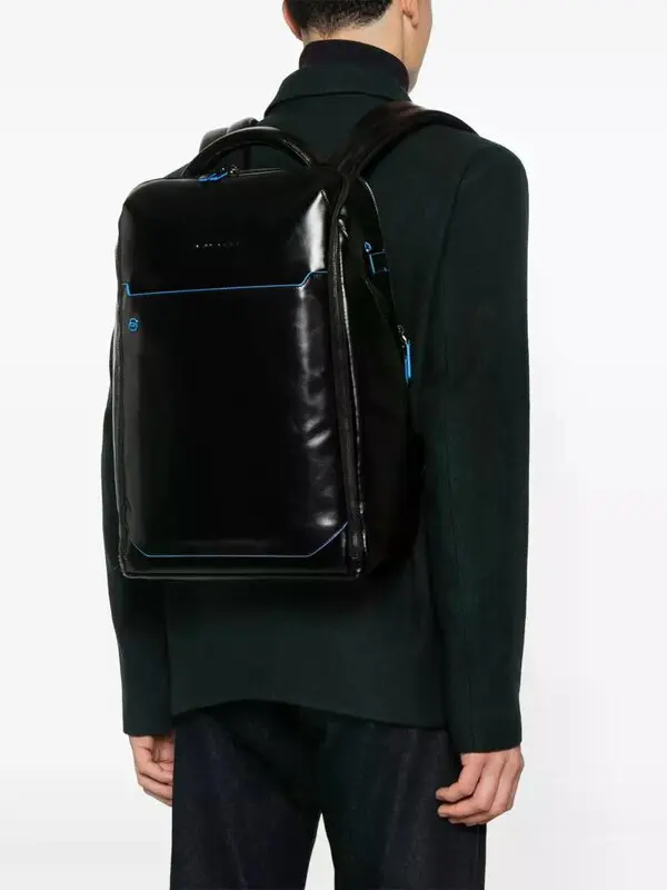 PIQUADRO Personalizable Leather Backpack - Black