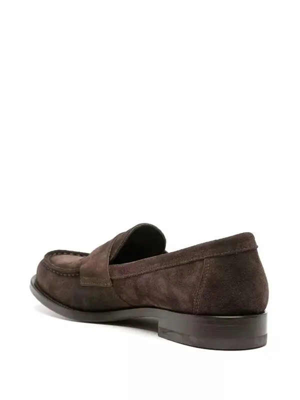 SCAROSSO Harper Suede Penny Loafers - Brown