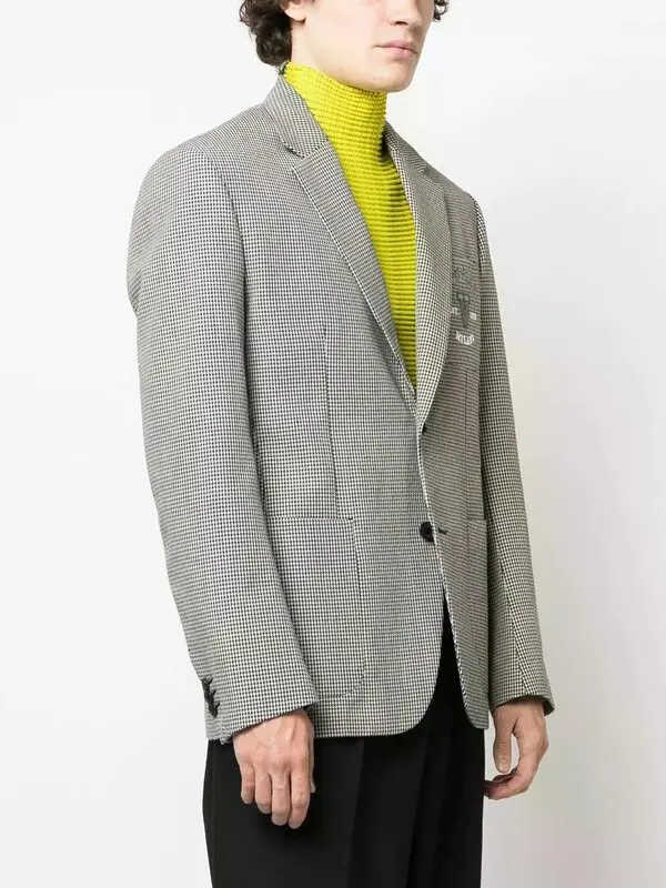 Versace Logo Embroidery Houndstooth Blazer
