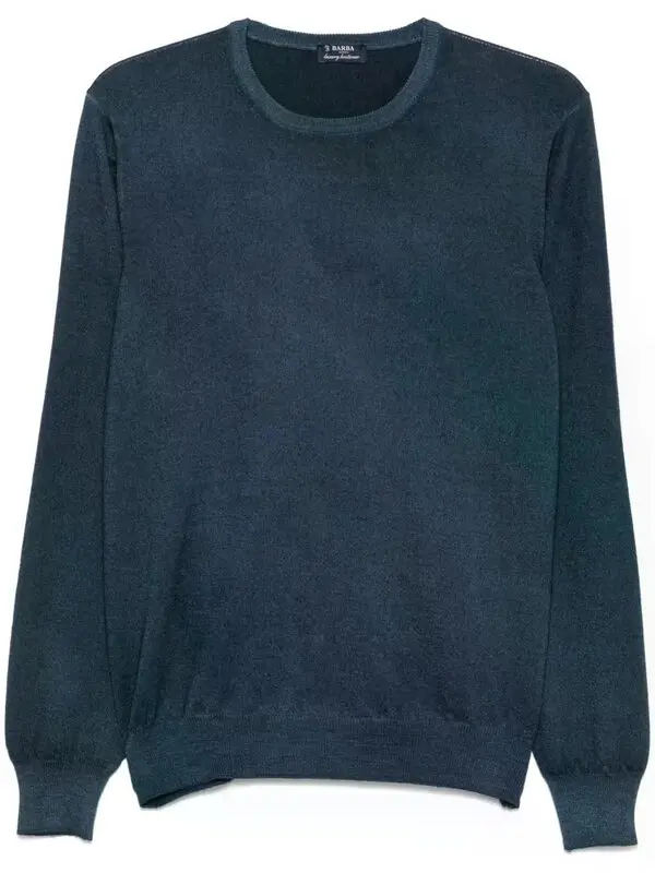 BARBA NAPOLI Virgin Wool Crew Neck Sweater - Blue