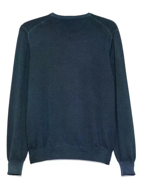 BARBA NAPOLI Virgin Wool Crew Neck Sweater - Blue