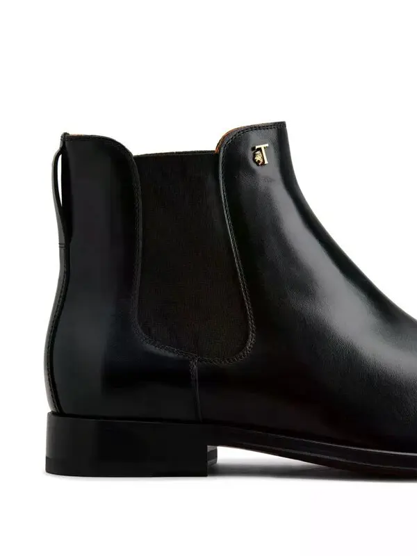 TOD'S Logo-plaque Leather Ankle Boots - Black