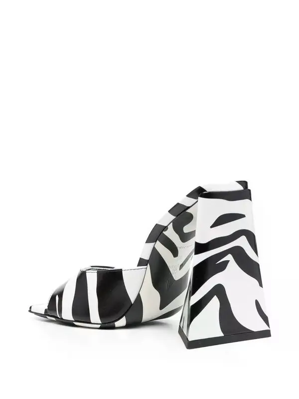 Attico 115mm Devon Zebra-print High Block Heel Sandals - White