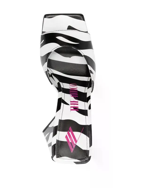 Attico 115mm Devon Zebra-print High Block Heel Sandals - White