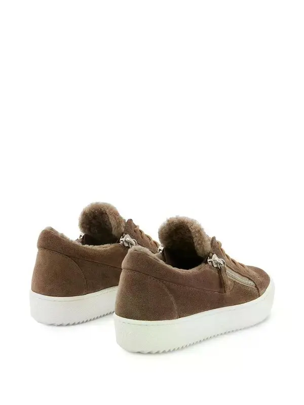 GIUSEPPE ZANOTTI Gail Sheepskin Trim Sneakers - Brown
