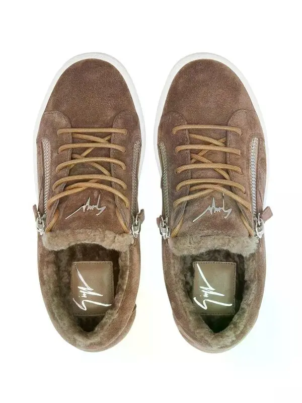 GIUSEPPE ZANOTTI Gail Sheepskin Trim Sneakers - Brown