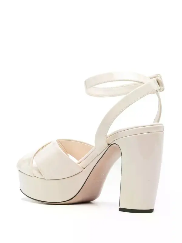 Miu Miu 105mm Leather Platform Sandals - Neutrals