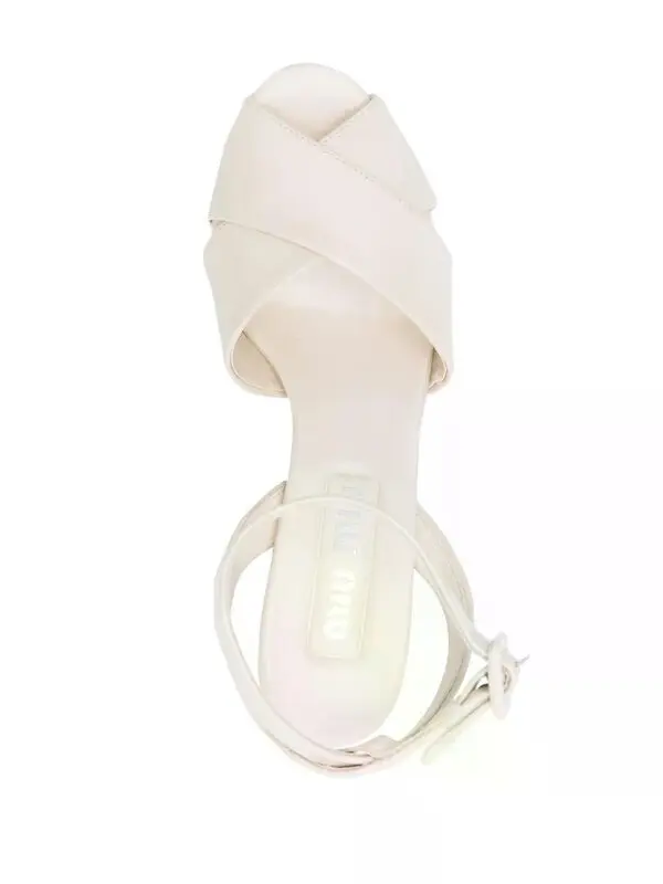 Miu Miu 105mm Leather Platform Sandals - Neutrals