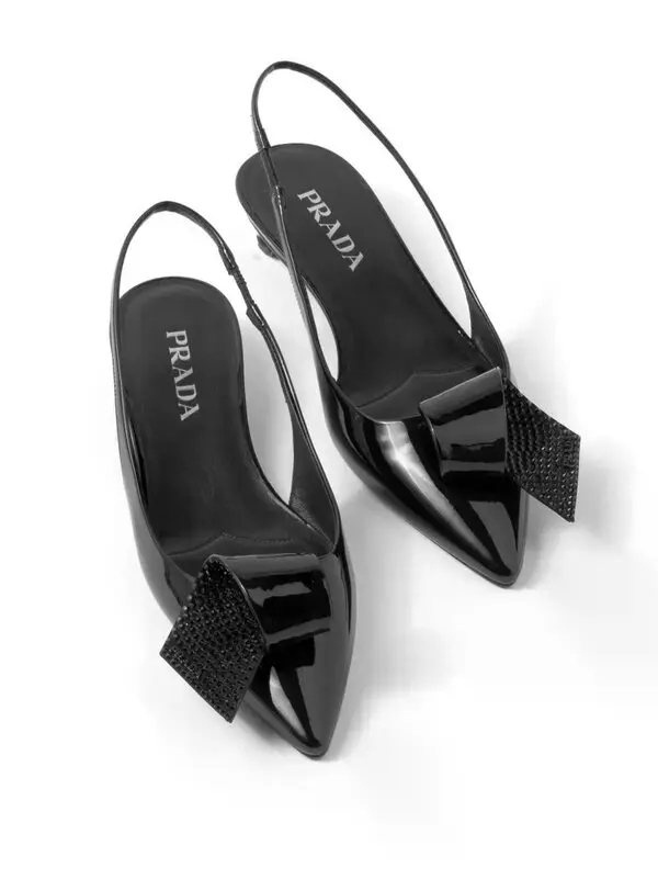 Prada 25mm Appliqué-detail Leather Pumps