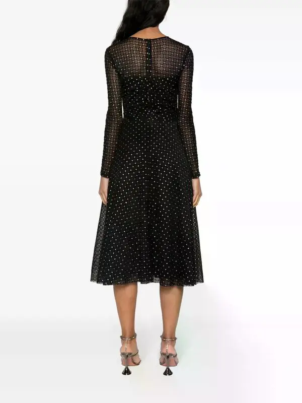 NISSA Glitter-dots Flared Midi Dress