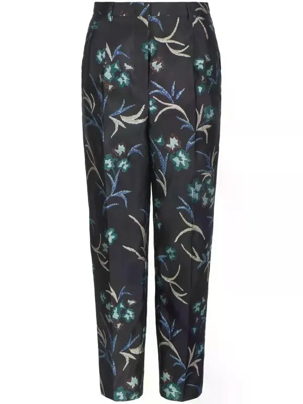 Giorgio Armani Floral Print Silk Blend Trousers