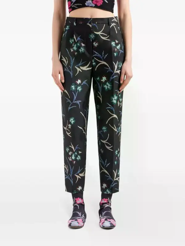 Giorgio Armani Floral Print Silk Blend Trousers