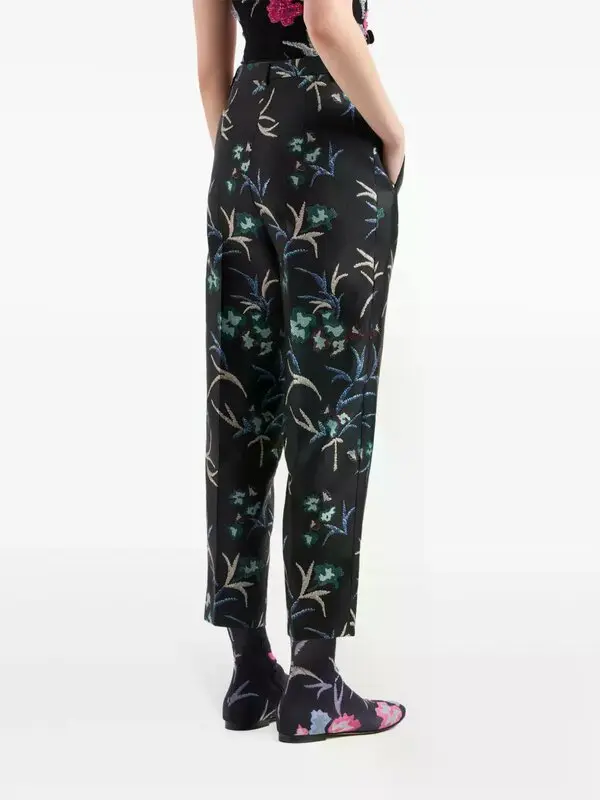 Giorgio Armani Floral Print Silk Blend Trousers