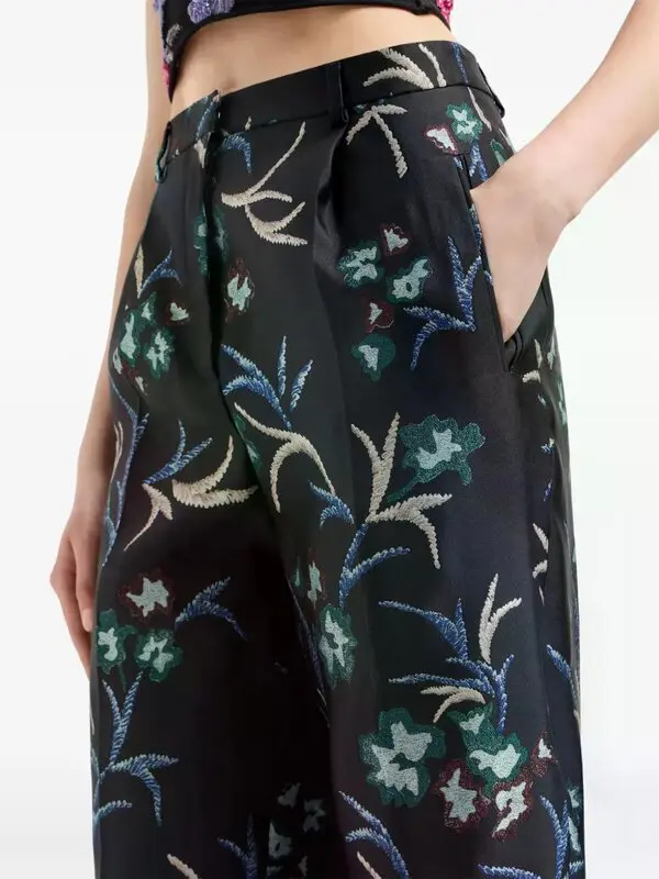 Giorgio Armani Floral Print Silk Blend Trousers
