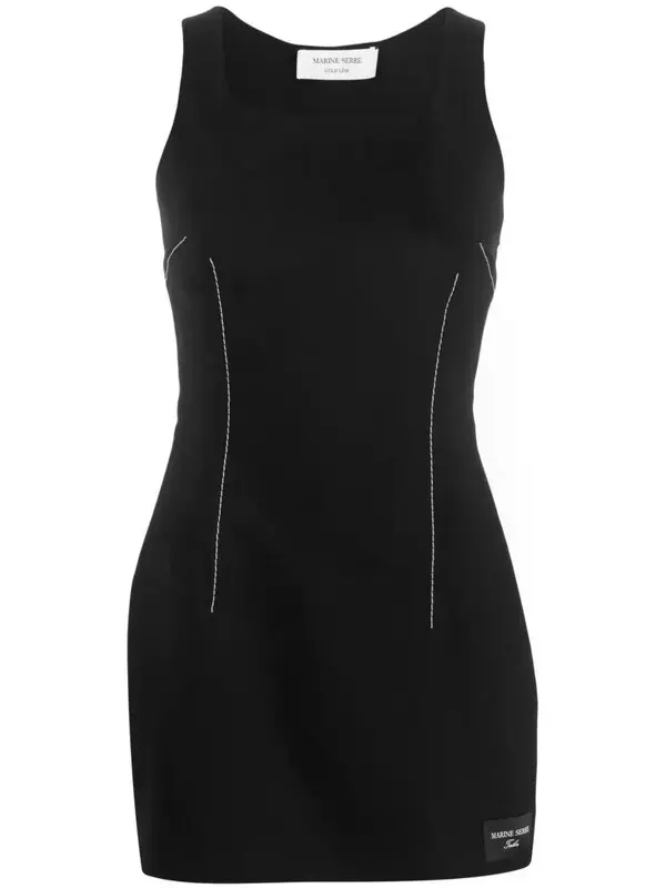 MARINE SERRE Virgin Wool Mini Dress With Decorative Stitching