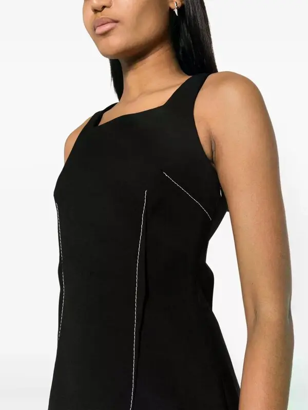 MARINE SERRE Virgin Wool Mini Dress With Decorative Stitching