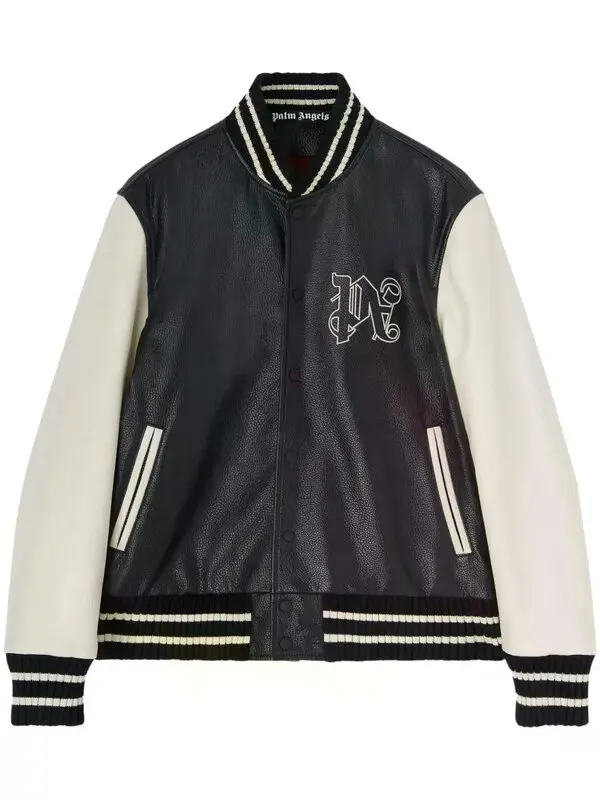 Palm Angels Leather Varsity Jacket
