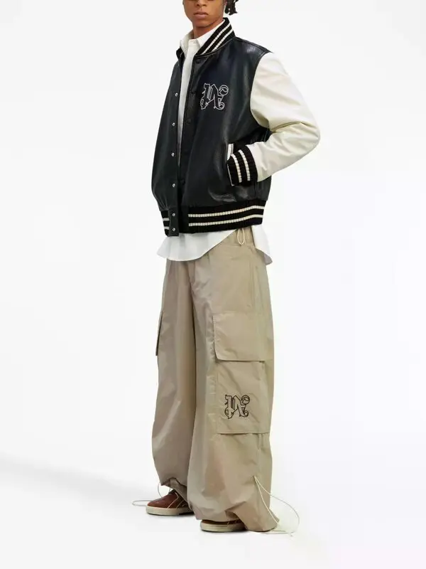 Palm Angels Leather Varsity Jacket