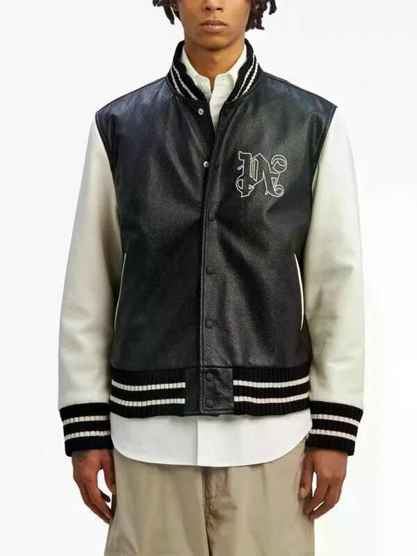 Palm Angels Leather Varsity Jacket