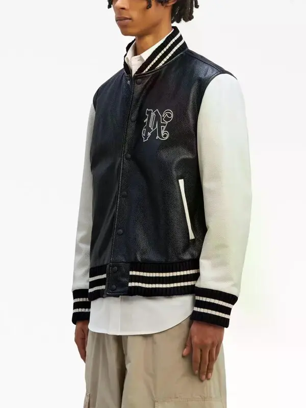 Palm Angels Leather Varsity Jacket