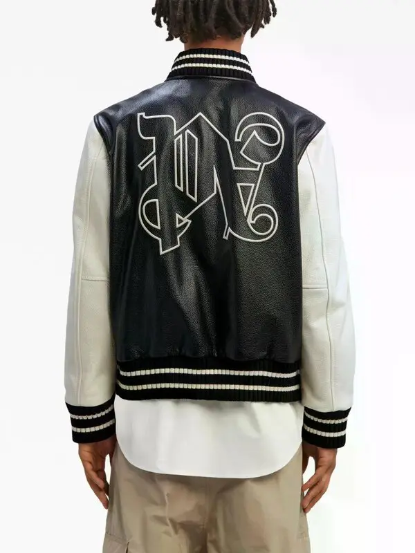 Palm Angels Leather Varsity Jacket