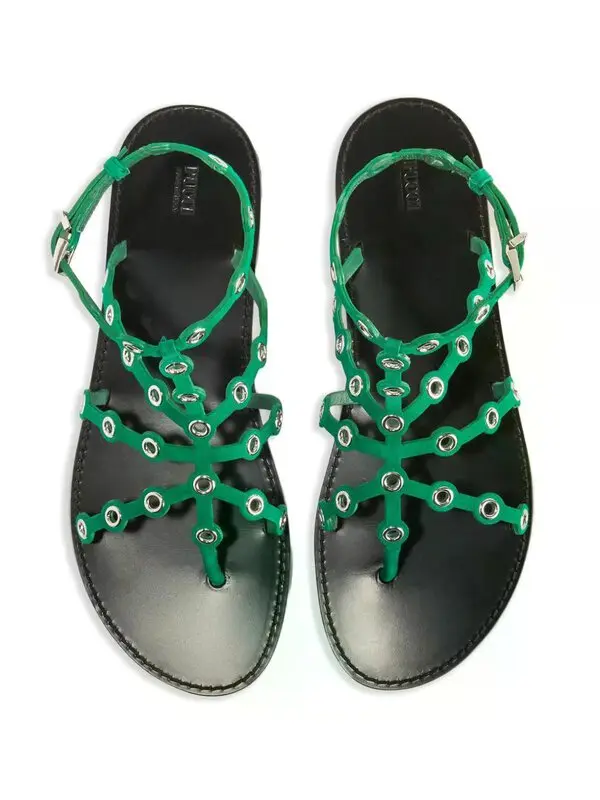 Emilio Pucci Emilio Eyelet-detail Flat Sandals - Green
