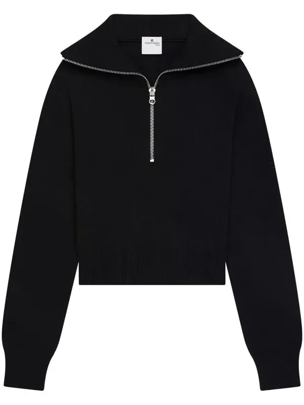 COURREGES Trucker Jumper With Half Zip Fastening - Black