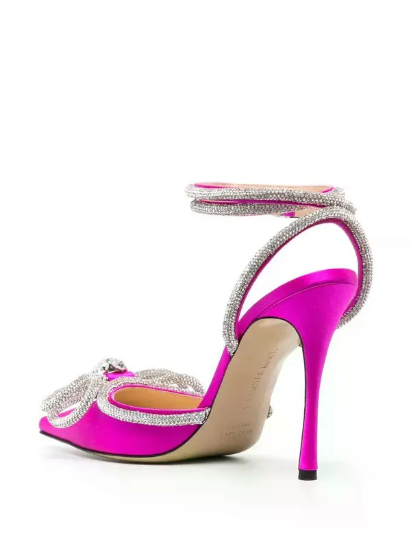 Mach & Mach Double Bow 105mm Satin Pumps - Pink