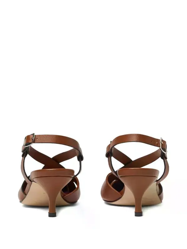 SCAROSSO 55mm Clio Cross-strap Kitten Heels - Brown