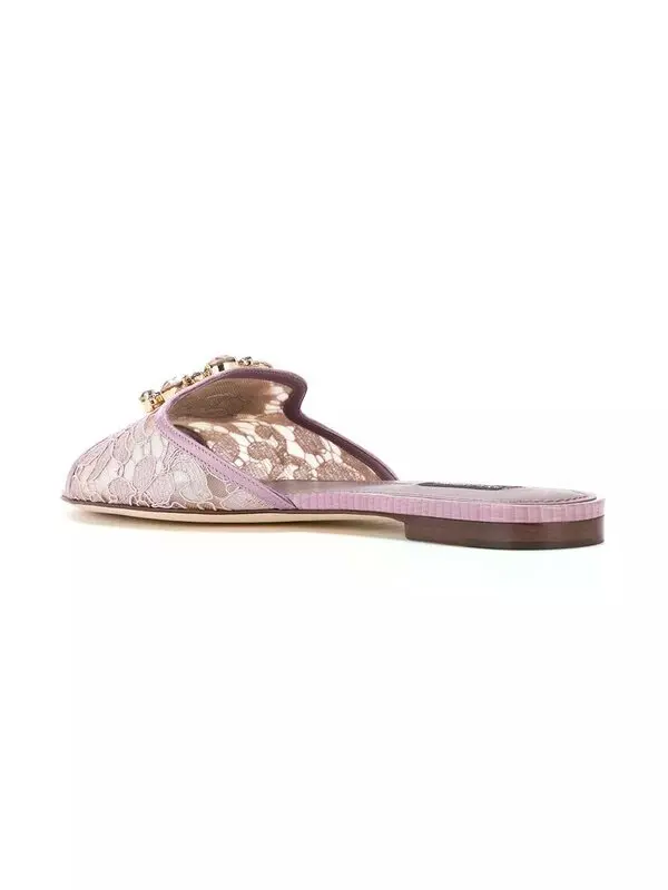 Dolce & Gabbana Bianca Embellished Lace Sandals