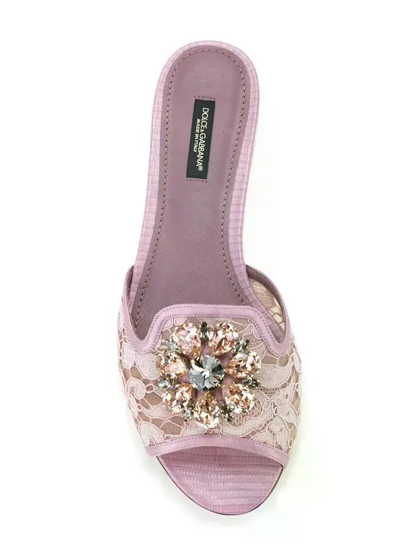 Dolce & Gabbana Bianca Embellished Lace Sandals