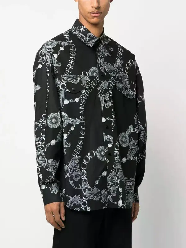 Versace Chain Couture-print Cotton Shirt