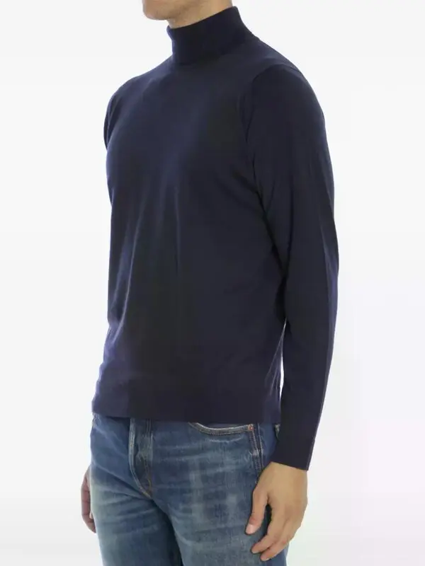 John Smedley Merino Wool Roll Neck Jumper - Blue