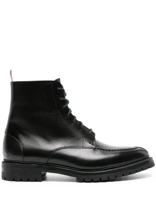 Thom Browne Wingtip Leather Boots - Black