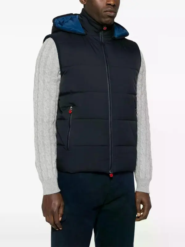 Kiton Zip-up Hooded Gilet - Blue