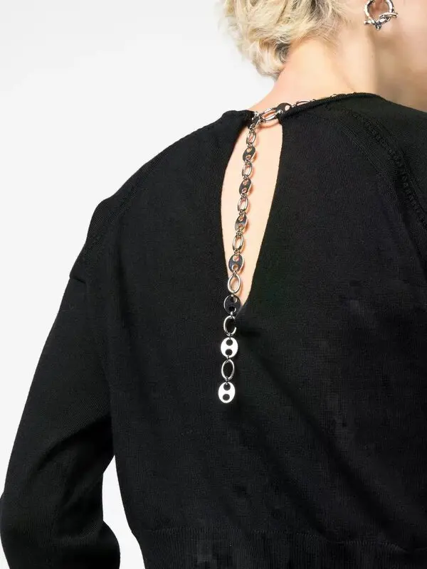 Rabanne Chain-link Neckline Merino Wool-blend Sweater