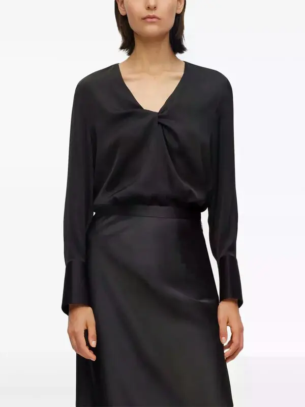 BOSS Twist-detailing Silk Blouse