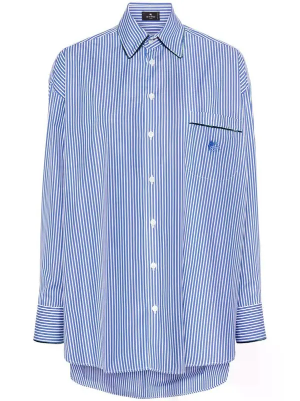 Etro Logo-embroidered Striped Cotton Shirt