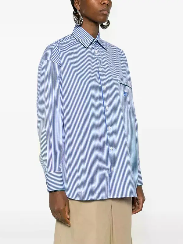 Etro Logo-embroidered Striped Cotton Shirt
