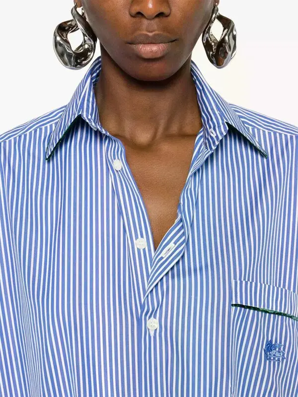 Etro Logo-embroidered Striped Cotton Shirt