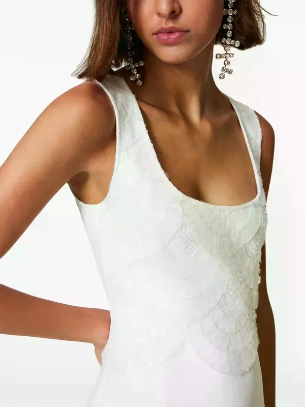 TWINSET Embroidered Crepe Midi Dress