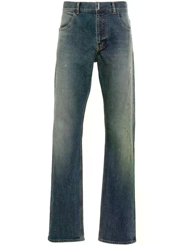 Givenchy Logo-plaque Distressed Straight Jeans