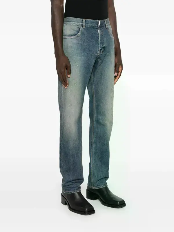 Givenchy Logo-plaque Distressed Straight Jeans