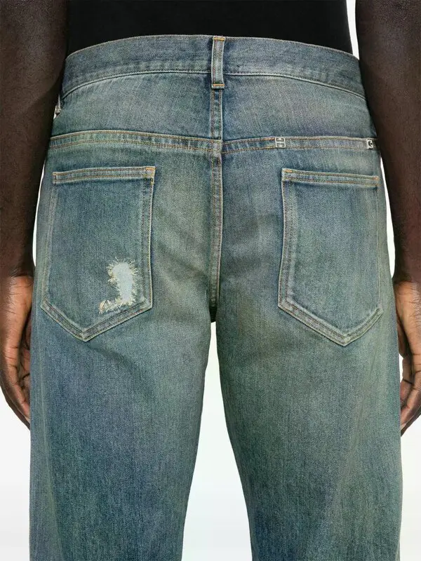 Givenchy Logo-plaque Distressed Straight Jeans