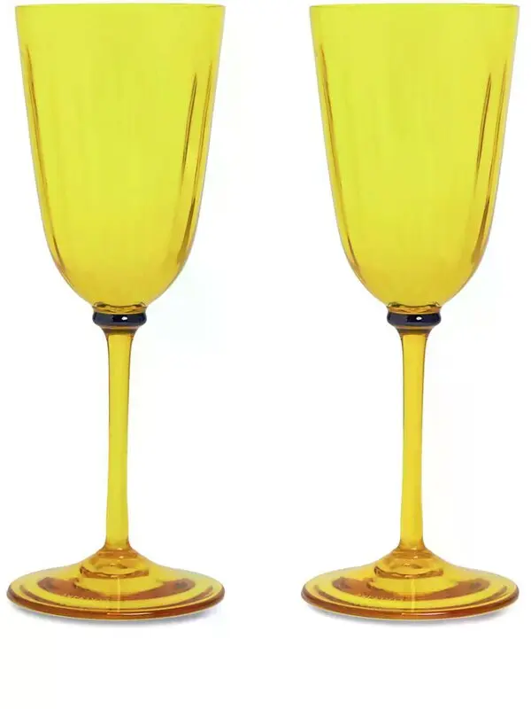 La DoubleJ Rainbow Murano Wine Glasses - Yellow