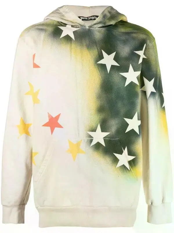 Palm Angels Star-print Cotton Hoodie - Neutrals