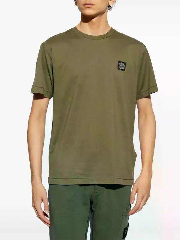 Stone Island Compass-appliqué Cotton T-shirt - Green