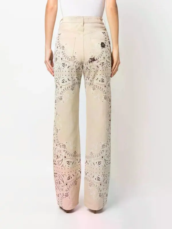 Philipp Plein Paisley-print Cotton Jeans - Neutrals